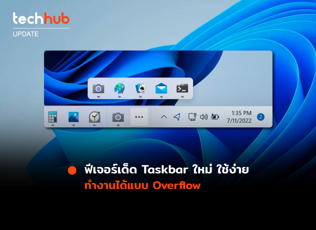Microsoft เปิดตัว Taskbar Overflow ออกแบบใหม่ใน Windows 11