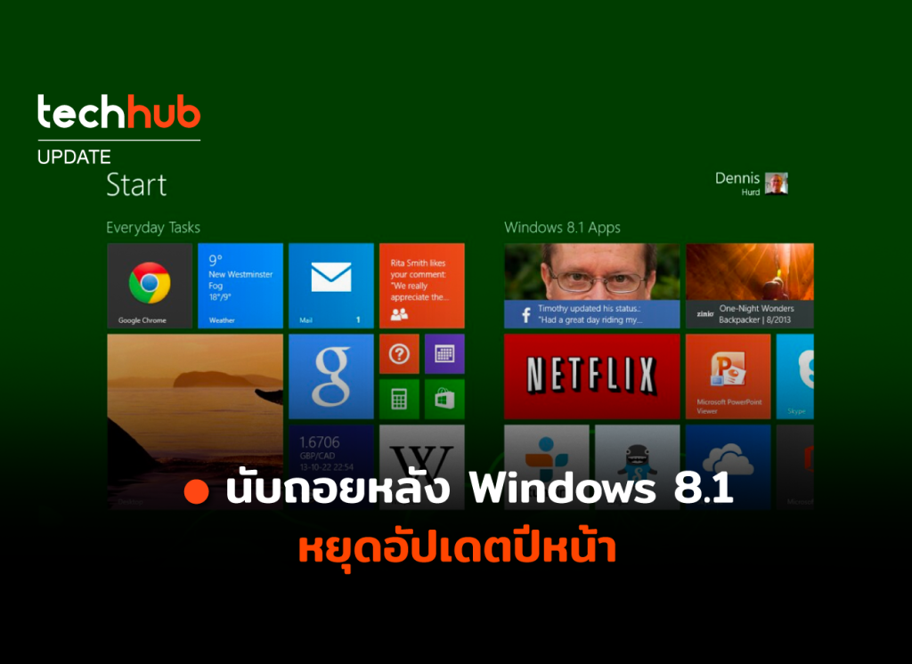 นับถอยหลัง Windows 8.1 เตรียมหยุดอัปเดต 10 ม.ค. ปีหน้า