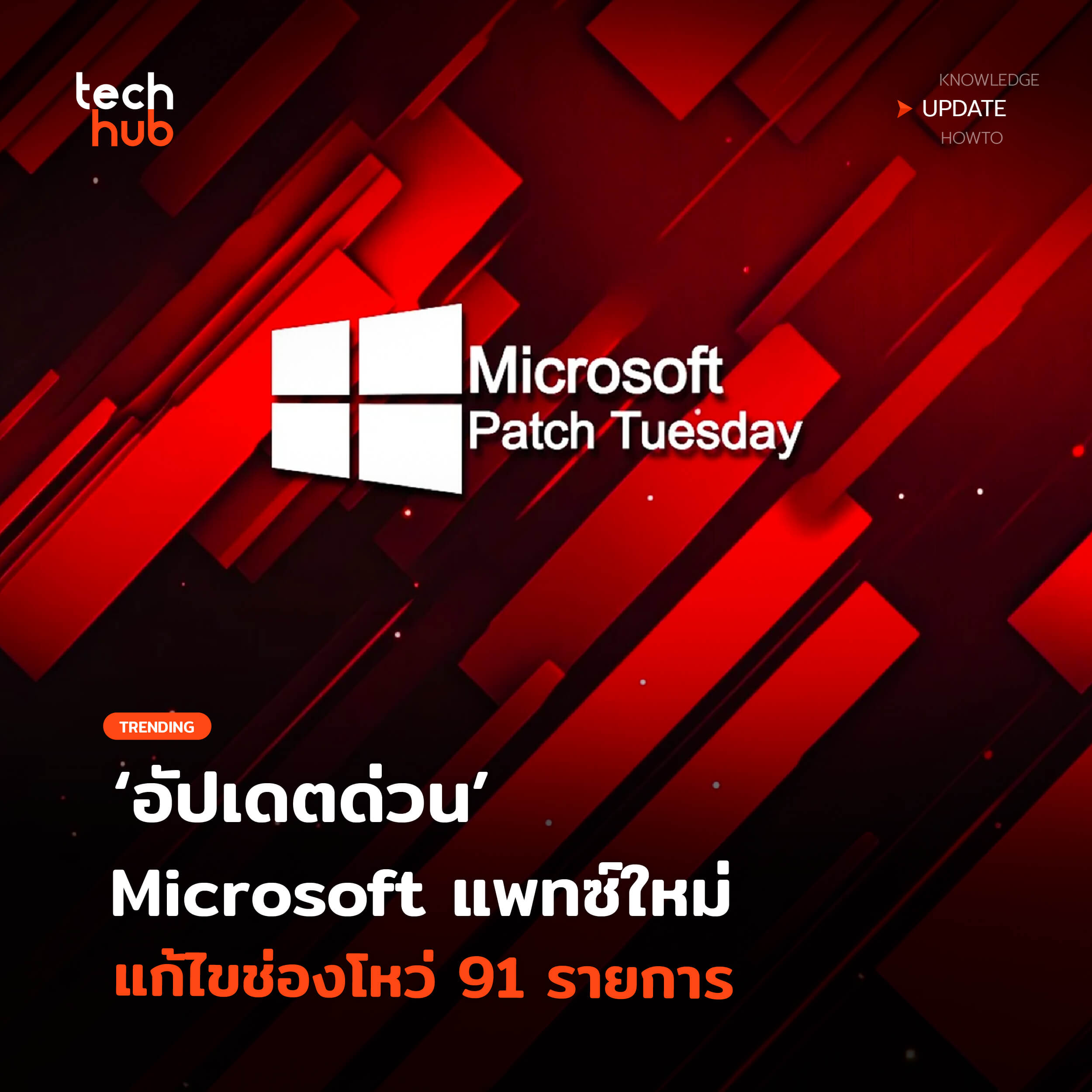 อัปเดตด่วน Microsoft แพทซ์ใหม่ แก้ไขช่องโหว่ 91 รายการ-01 - techhub